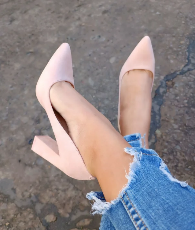 Stiletto Tacon Cuadrado Gamuza Palo Rosa – Pinta la Moda